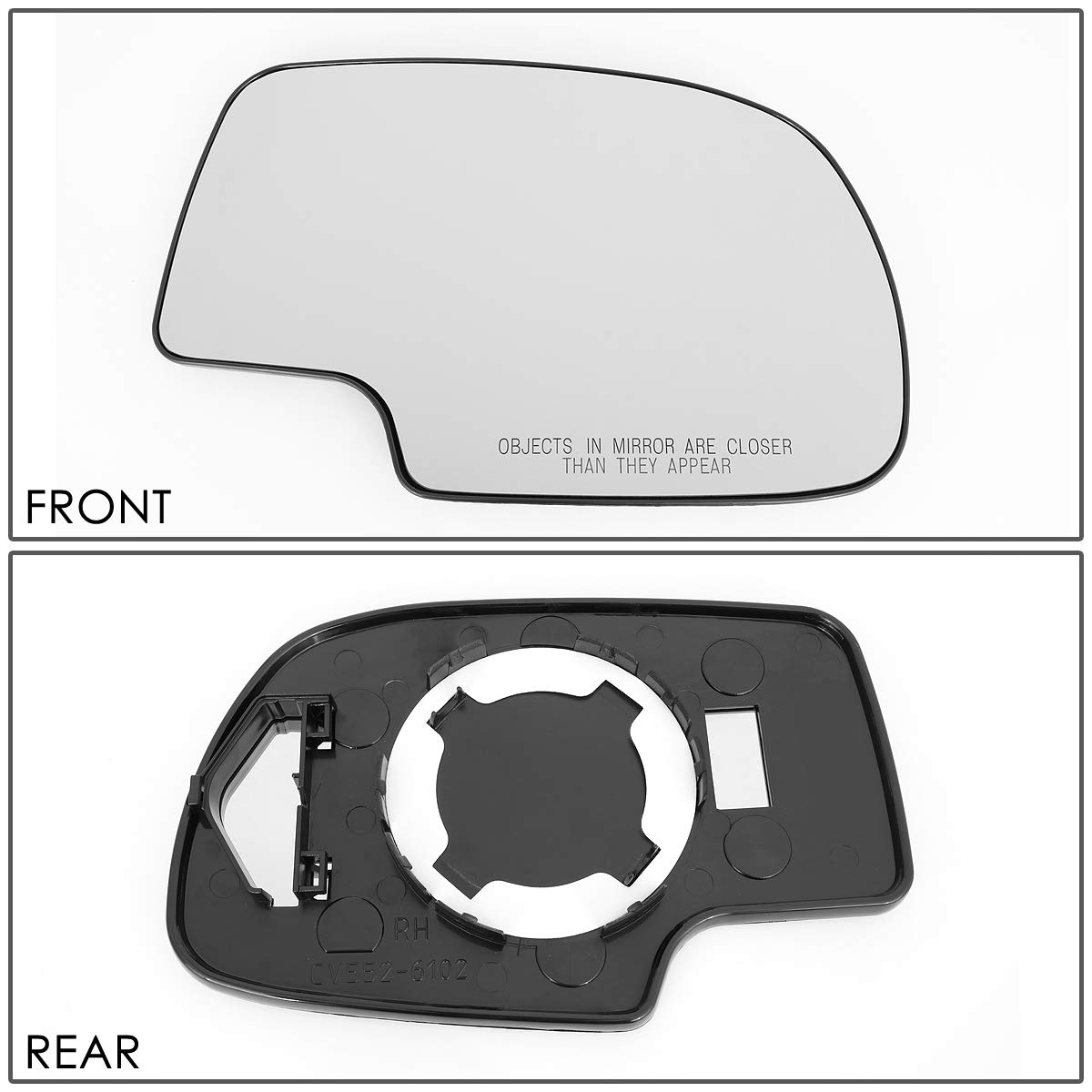 DNA MOTORING SMP-059-R Factory OE Style Right/Passenger Side Door Rear View Mirror Glass Lens [Compatible with 99-07 Silverado & Sierra / 00-06 Suburban & Tahoe / 02-06 Avalanche (with Heat)]