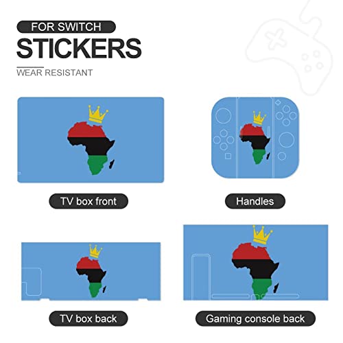 FunnyStar Africa Map with Crown Stickers Decals Cover Fashion Game Skin Sticker Skin Protector Full Set Compatible with for Switch Lite