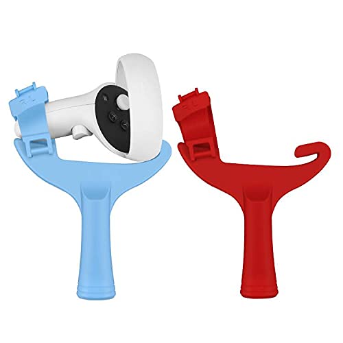 Eyglo Table Tennis Paddle Rackets Grip Handle for Oculus Quest 2 Touch Controllers, Playing Eleven Table Tennis VR Game Quest 2 Accessories Ping Pang Paddles (Blue and Red)