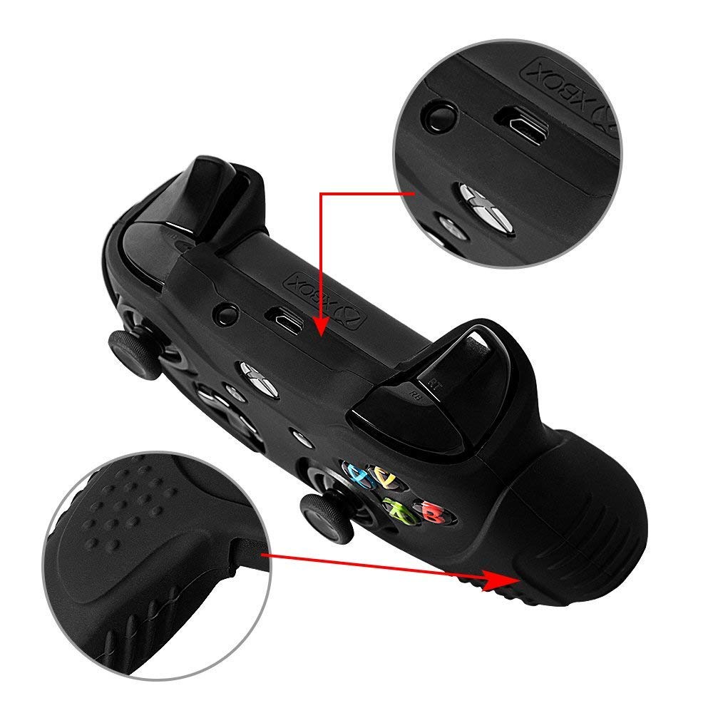 Cybcamo Silicone Skin Cover Grip Set for Xbox One X & One S Controller, Anti-slip Protector Case for Microsoft Xbox 1 Controller with 8 Thumbstick Caps (Black)