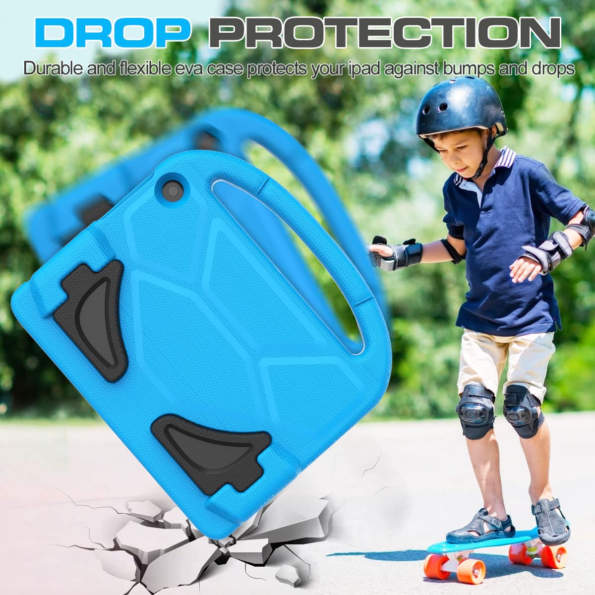 Fire 8 2020 Case for Kids, VOFTEEK Case for Amazon Fire HD 8 & 8 Plus Tablet (8 inch,10th Generation,2020 Release ONLY), Durable Lightweight Shockproof Protective Case with Handle Stand, Blue