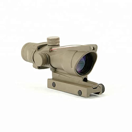 E-Tactical 4x32 Scope Tan Red Chevron Glass Fiber Scope Etched Reticle Real Fiber Optics Optical Scope