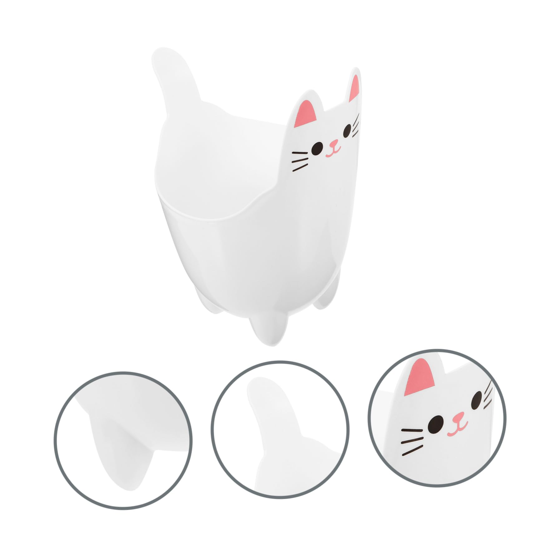 OKUMEYR Cat Shaped Trash Can, Mini Desktop Trash Can with Lid, Plastic, Black, 6.5" x 6.5" x 6.5"