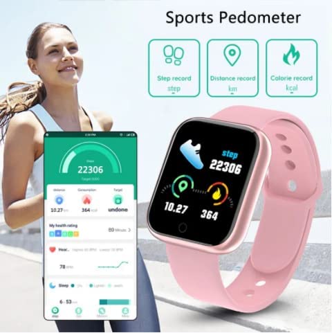 GHBC Smart Watch, 1.44" Touch Fitness Tracker,with Sport Smartwatch,Message Call Reminder Smart Watch for Women Kids Compatible with iOS Android -Black