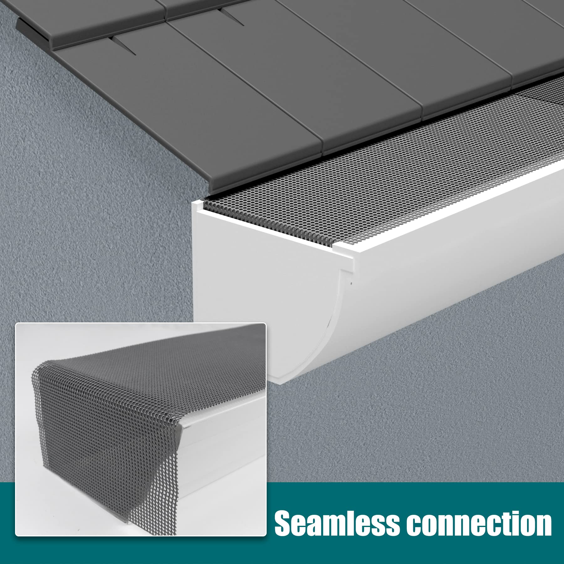 Daisypower Gutter Guards,4", 5", 6" Stainless Steel DIY Leaf Protection,Micro-Mesh Gutter Cover System fits Any roof or Gutter Type,Anti-Leaf,Prevents Roof Clogged Downspouts,48ft (Grey)