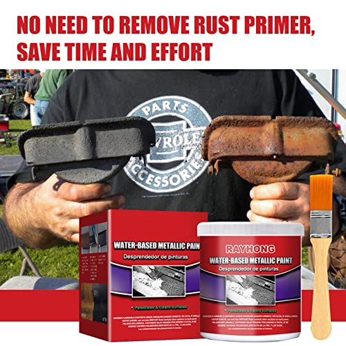Luckynu Rust Remover, 2Pcs Rust Converter Water Based Metallic Paint, 200g Rust Inhibitor for Metal with Brush, Rust Stopper for Stopping Rust and Preventing from Spreading