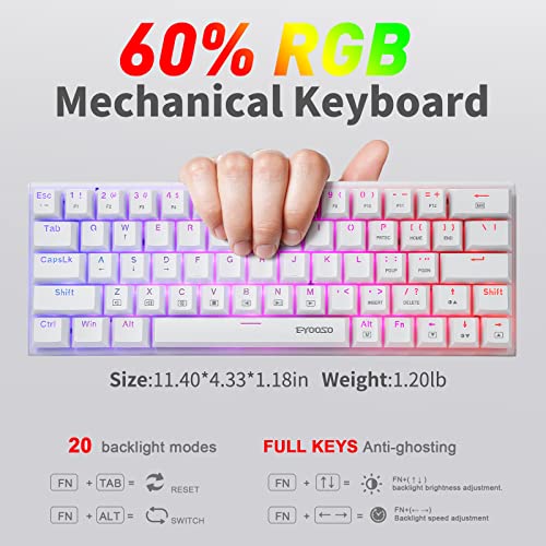 E-YOOSO Z-22 60% Mechanical Gaming Keyboards 63 Key, Type-C Wired Keyboards RGB Backlit for Laptop Computer PC Red Switch