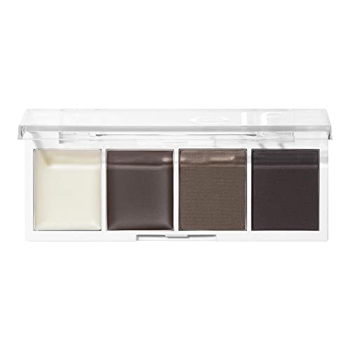 e.l.f. Bite-Size Brow, Mini Brow Quad with Ultra-Pigmented Waxes & Powders, Eyebrow Grooming & Makeup Kit, Black, 0.14 Oz