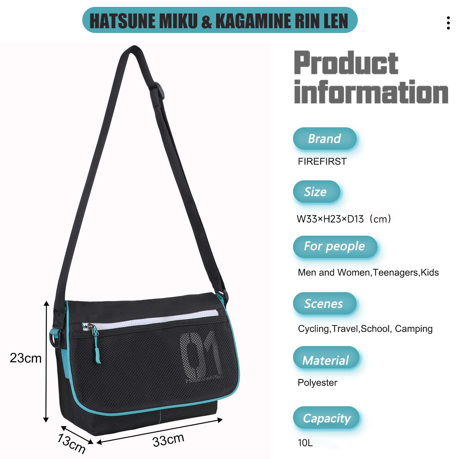 FIREFIRST Anime Crossbody Messenger Shoulder Bag for Women&Man