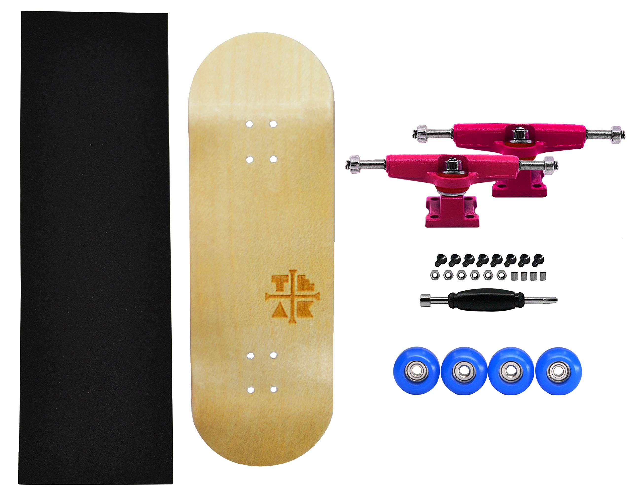 Teak Tuning 32mm Pro Fingerboard Complete - Fully Assembled with Pro Level Components - Pro Shaped Wooden Deck (32x97mm), UltraSpin Bearing Wheels, Prodigy Gen2 Trucks - Cotton Candy