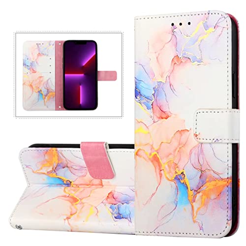 FTRONGRT Case for Tecno Camon 16 Pro, with Mobile Phone Holder, Fall-Proof, Suitable for Tecno Camon 16 Pro Folding Mobile Phone Leather Protective Shell.Galaxy Marble White