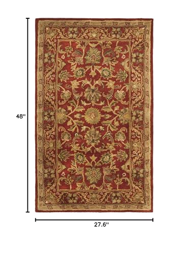 SAFAVIEH Antiquity Collection 2'3" x 4' Red / Red AT52E Handmade Traditional Oriental Premium Wool Accent Rug