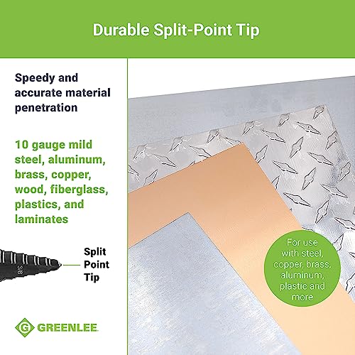 Greenlee GSB04 7/8" Step Bit (#4) Metal Cutter with Patented Split-Step Design, 7/8" Metal Cutting Tool for 1/2" Drill Chucks