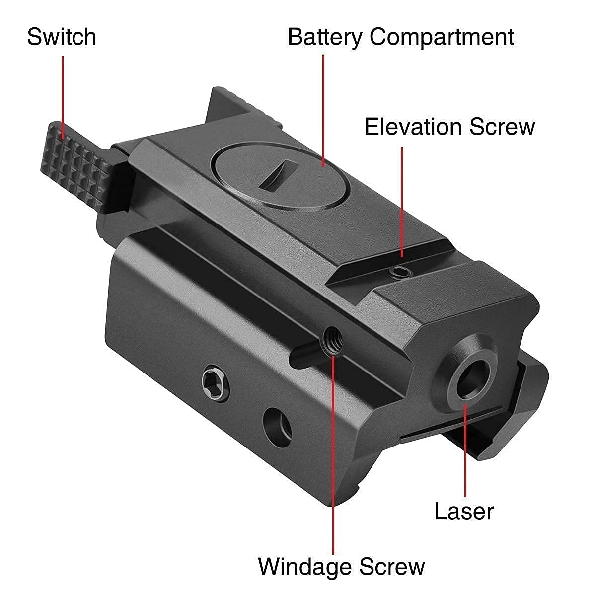 EZshoot BoreSighter for 0.177 to 0.54 Caliber and Red Dot Laser Sight Tactical 20mm Standard Picatinny Weaver Rail for Pistol Handgun Gun Rifle