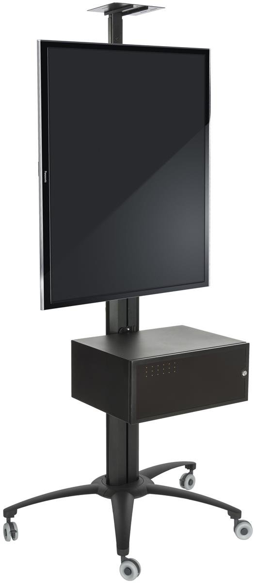 Displays2go LPGP36WBC Rolling TV Stand with Locking Cabinet, Holds 30-84 Inch HDTV Flat Screen