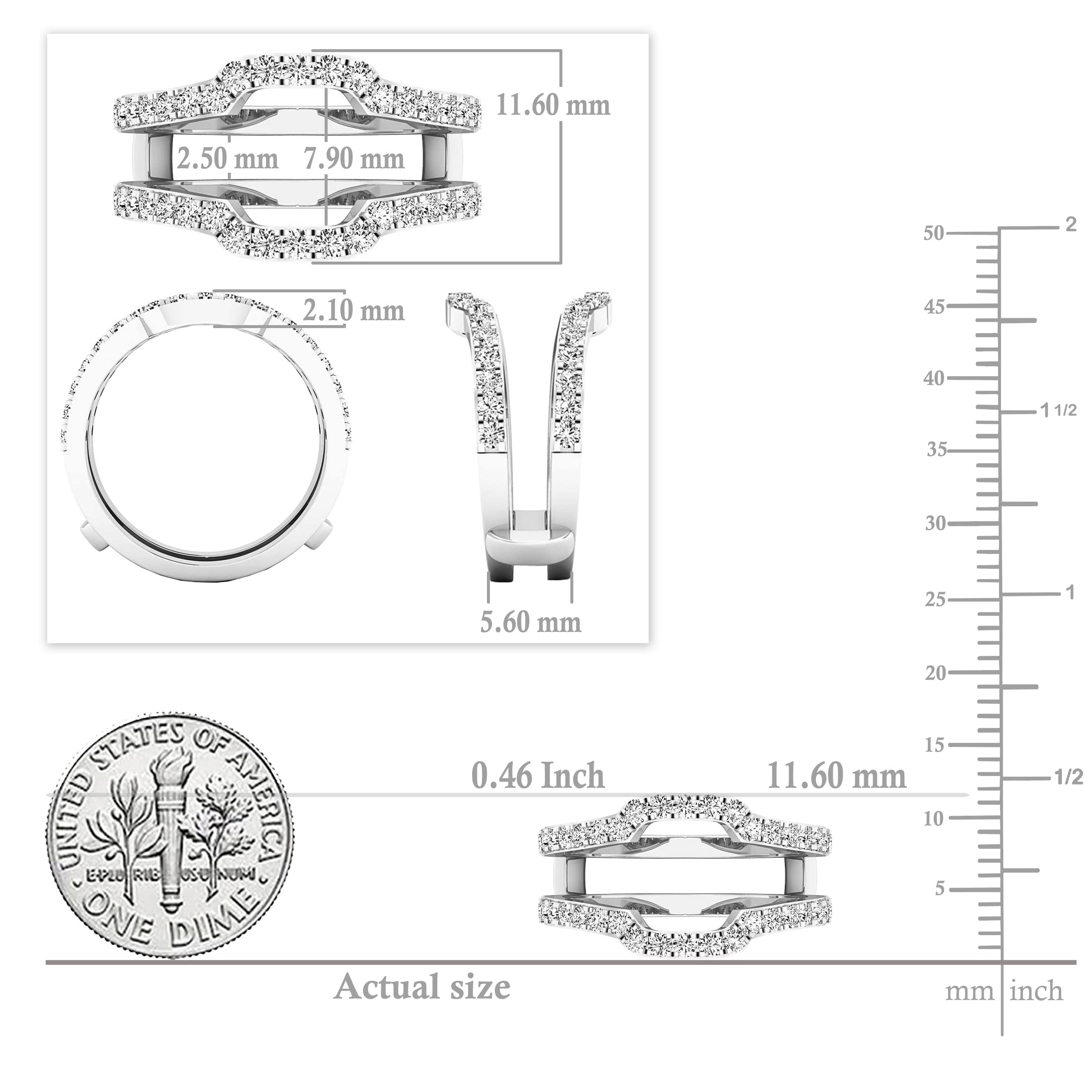 Dazzlingrock Collection Round White Diamond Anniversary Enhancer Ring for Women (0.75 ctw) in 10K White Gold Size 7