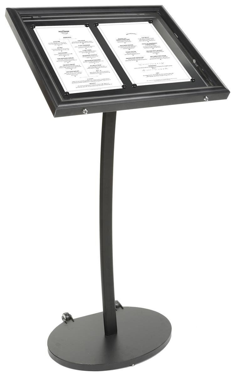Displays2go Magnetic Menu Display Stand, Waterproof, UV Inhibitor Lens, Wheels, Black (ODMAG598BK)