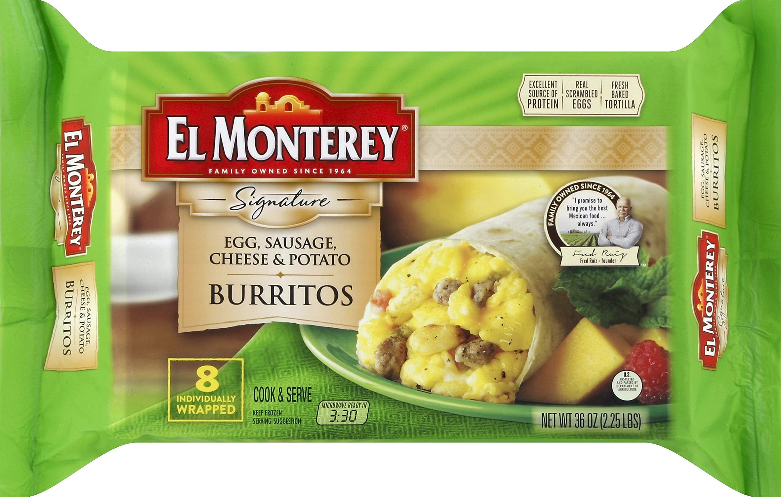 El Monterey Signature Egg, Sausage, Cheese & Potato Breakfast Burrito, 36 Oz (Frozen)