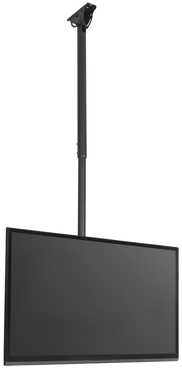 Displays2go SLC3770LBK Ceiling Mount for TV Monitors 37 to 70 Inch, Swiveling & Tilts, Telescoping, Black Steel