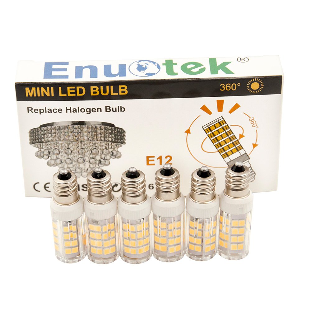 E12 SES LED Light Bulbs Capsule Bulbs Small LED Corn Light Bulbs 5W AC110-120V 400Lm Warm White 3000K Chandelier Candelabra Light Bulbs 6 Pack by ENUOTEK