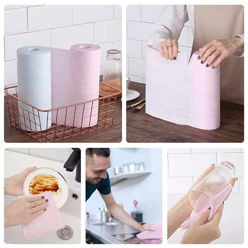 KitchLife Reusable Bamboo Paper Towels - 1 Roll = 4 Months Supply, Washable and Recycled Paper Rolls, Zero Waste Sustainable Gifts, Environmentally Friendly, Lemon Yellow