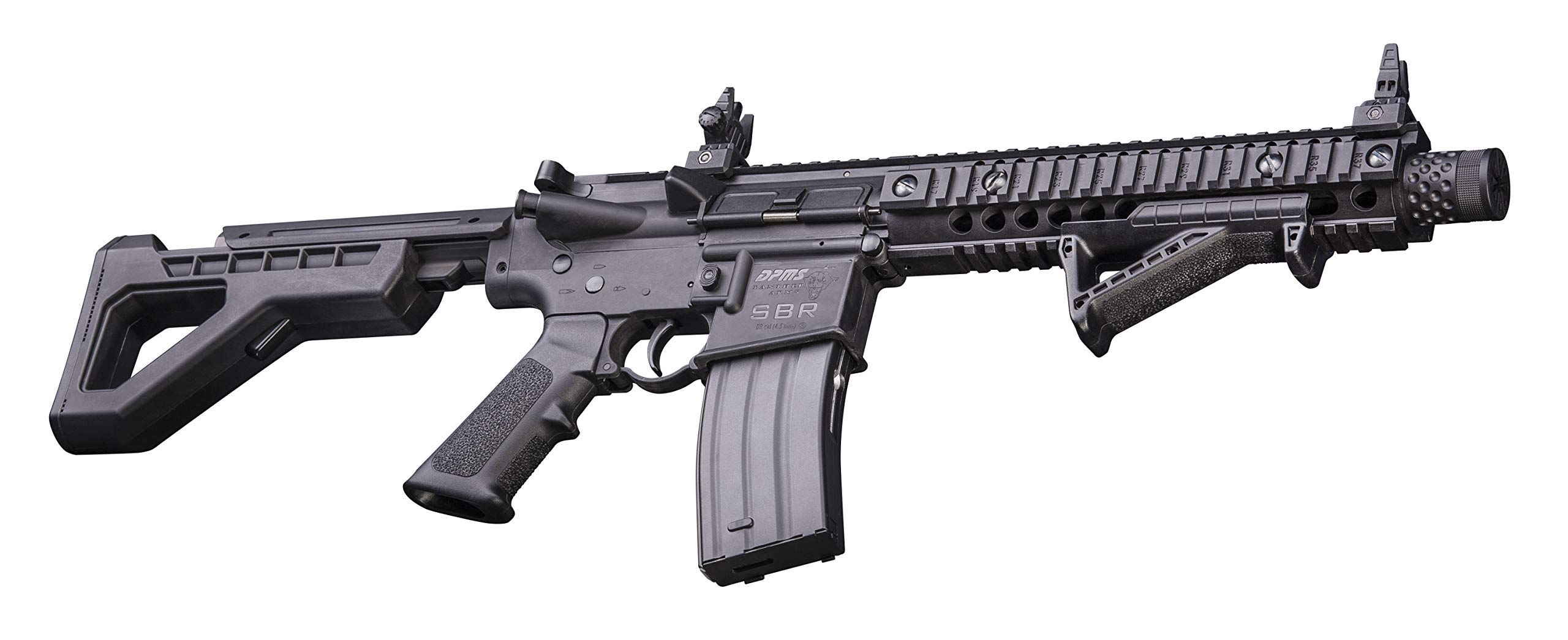 Crosman Full Auto SBR CO2-Powered BB Air Rifle with Dual Action Capability And Red Dot Sight, Black/Scope, DSBRX