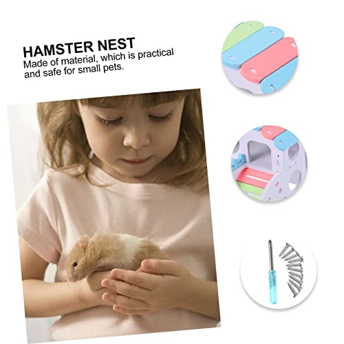 Ipetboom 2 pcs Mini Colorful Sleeping Play Exercise Houses Climbing Hamster Cabin Small Chic Funny Guinea Hut Habitat Chew Toys and Chews with Nest Cage Gerbil Hideouts Hideaway Rat Animal