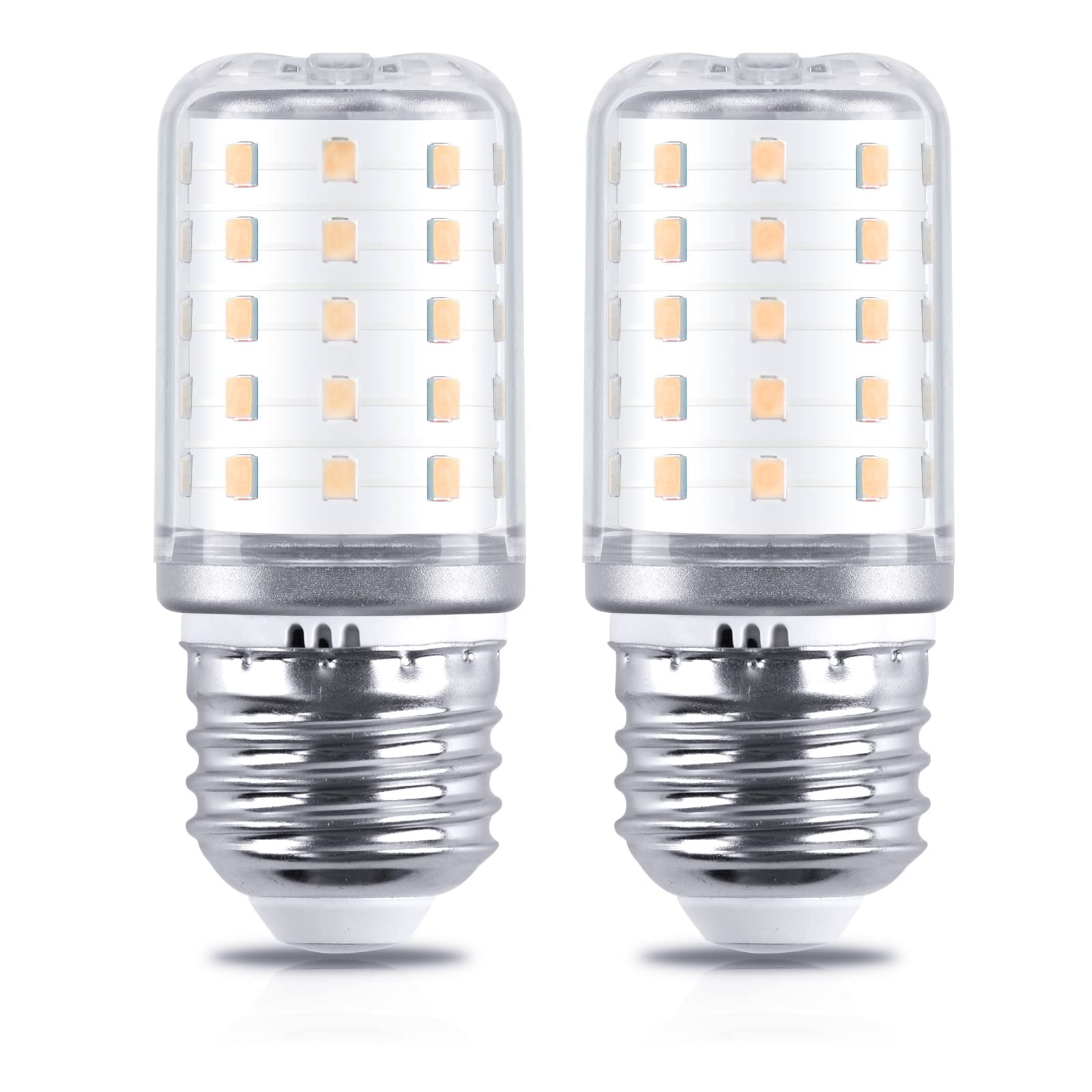 E26 LED Refrigerator Fridge Light Bulb, E26 Base Candelabra 6W LED Light Bulbs 60W Equivalent 500LM, E26 LED Chandelier Corn Light Bulbs Daylight White 6000K 120V, Non-Dimmable (2, White)