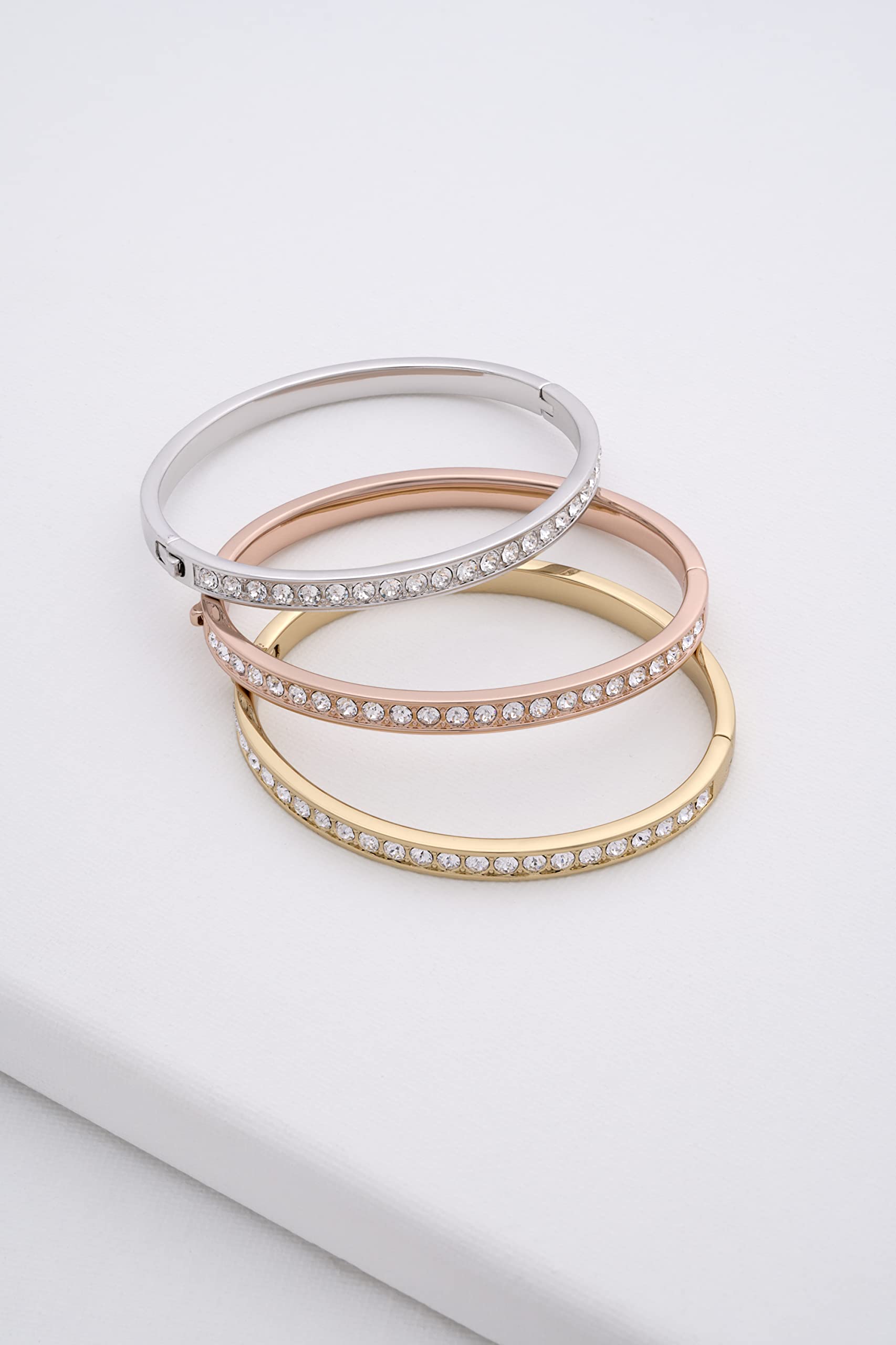 Ted Baker London Clemara Hinge Crystal Bangle Bracelet for Women (Gold Tone)