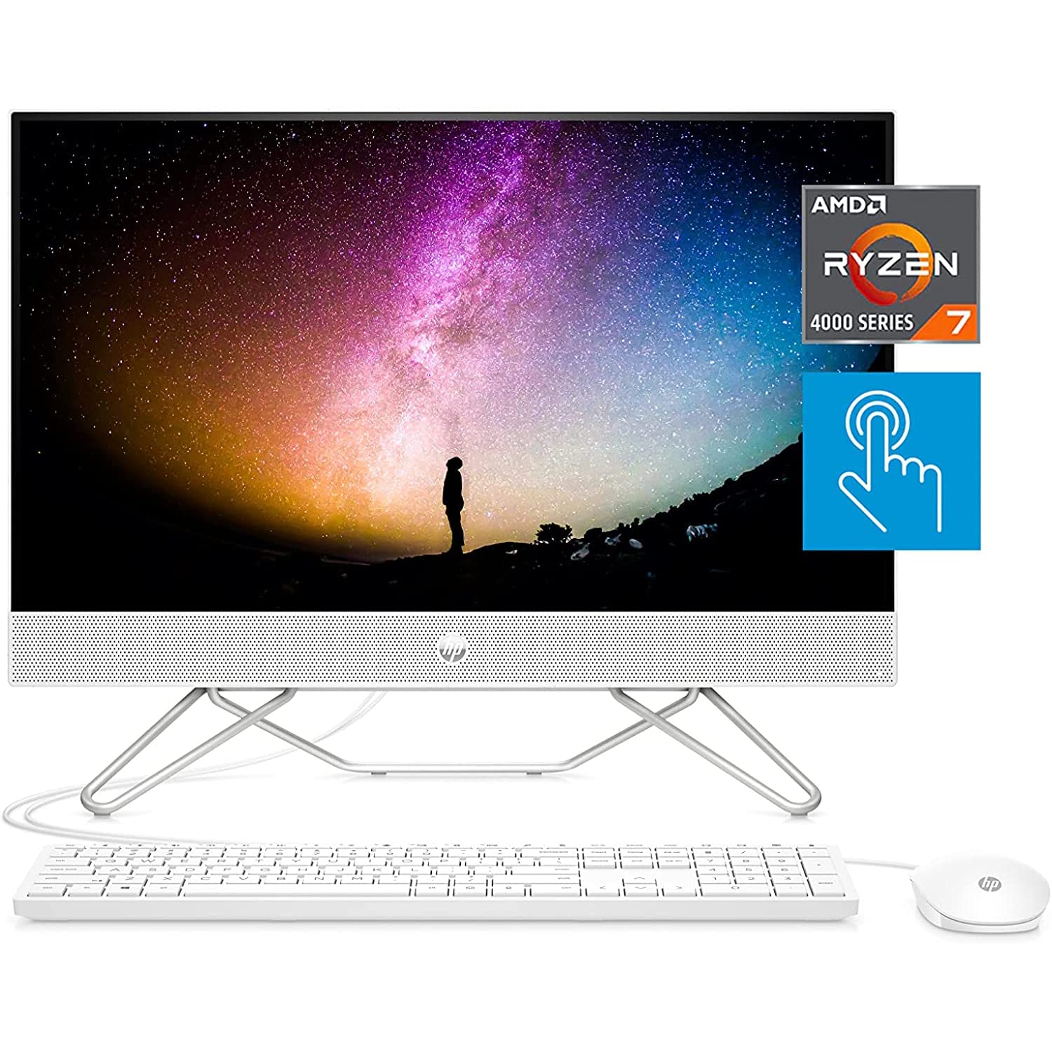 HP 24 inch All-in-One Desktop AMD Ryzen 7 5700U, 16 GB, 256 GB SSD & 1TB Hard Drive Bundle with Elite Suite 18 Software + 1 Year Protection Warranty