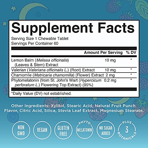 MaryRuth Organics Melatonin | 2 Month Supply | Kids Melatonin Chewable Tablets Ages 4+ | St Johns Wart | Valerian Root | Lemon Balm | Vegan | Non-GMO | Gluten Free | 60 Servings