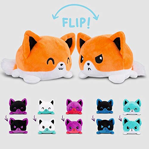TeeTurtle - The Original Reversible Fox Plushie - Orange - Cute Sensory Fidget Stuffed Animals That Show Your Mood