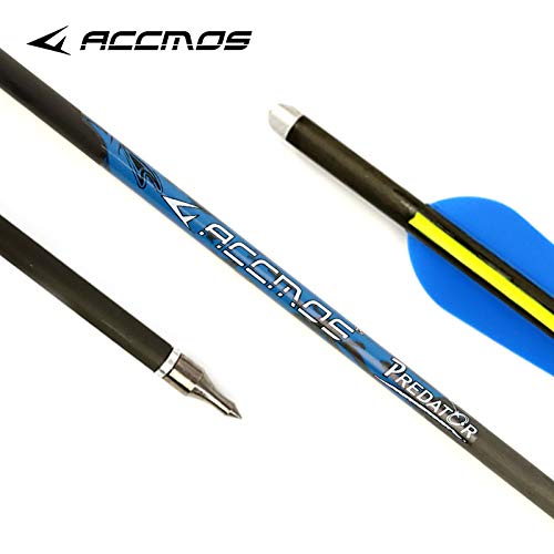 Crossbow Bolts 13 Inch Pure Carbon Crossbow Arrows for Hunting with 4" Feathers and 100 Grain Replacement Arrowheads for Archery Shooting Target Practice
