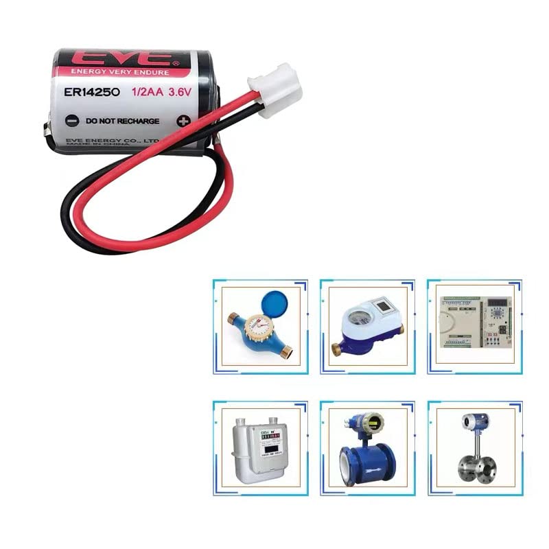 HUHAO (Pack of 5) EVE ER14250 3.6V LS14250 1/2 AA Size 1200mAh Lithium Battery with Plug Compatible with (EVE ER14250)