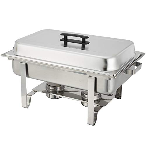 TigerChef Chafing Dish Buffet Set - Chaffing Dishes Stainless Steel - Chafer and Buffet Warmer Set with Steam Pans and Folding Frame - Food Warmers for Parties Buffets (1, 3 Third Inserts)