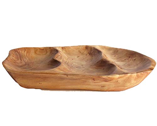 Greener Valley Handcrafted Root Wood Divided Platter (Medium - 3 sections - 15-16")