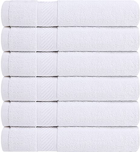 Utopia Towels 6 Pack Small Bath Towel Set, 100% Ring Spun Cotton (22 x 44 Inches) Lightweight and Highly Absorbent Quick Drying Towels, Premium Towels for Hotel, Spa and Bathroom (White)