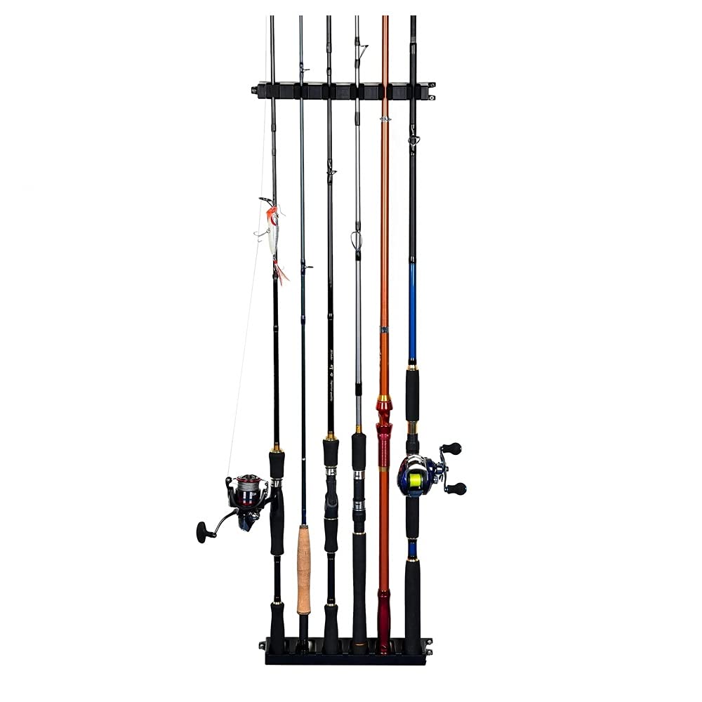 FKSDHDG Vertical 6-Rod Rack Fishing Pole Holder ABS Plastic Material Fishing Rod Display Rack Fixed Frame Fishing Rod Fishing Accessories Tools