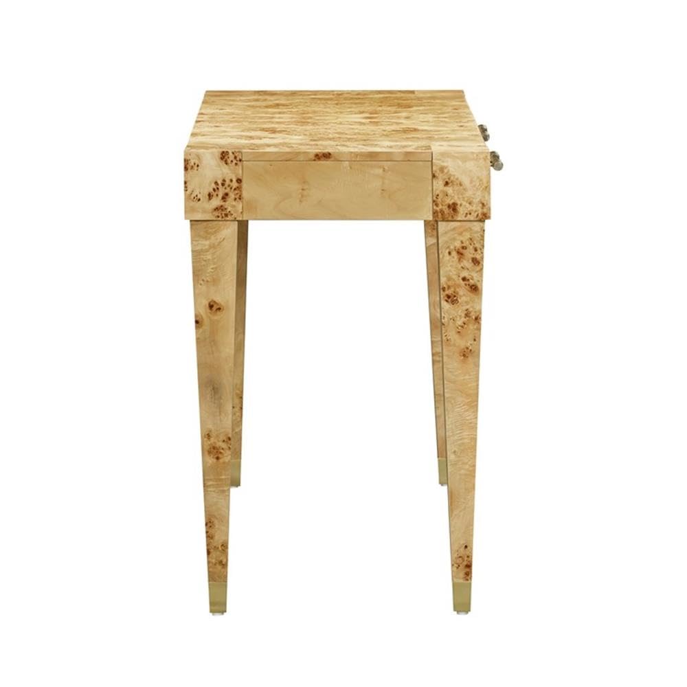 MAKLAINE Modern Contemporary Wood Work Desk in Natural Burl Finish
