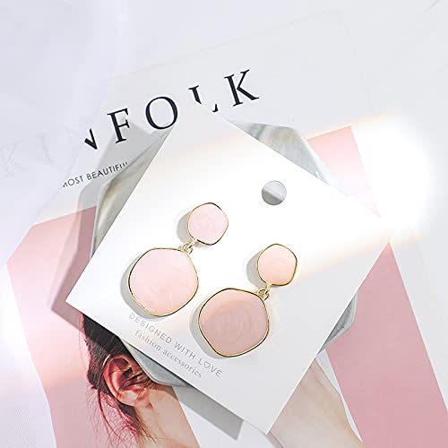 Flairs New York Marble Drop Dangle Earrings Set (Baby Pink Marble, Pack of 1 Pair)