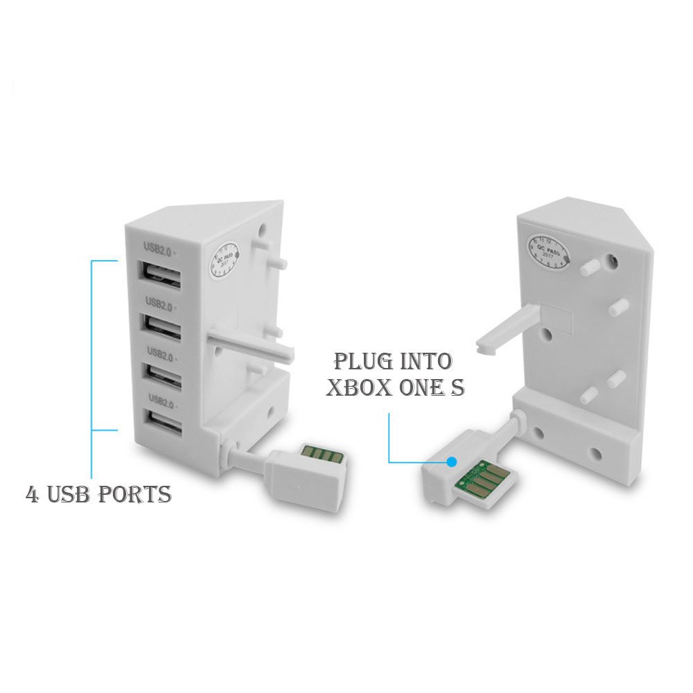 ElecGear USB Hub 2.0 for Xbox One S, 4 Ports USB Expansion Adapter Splitter for Xbox One Slim Video Gaming Console