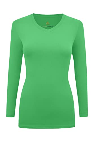 Natural Uniforms Women's Long Sleeve V-Neck T-Shirt Under Scrub (Light Green, Large)