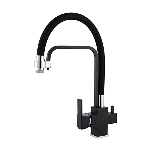 JEMITA Filter Kitchen Faucet Drinking Water Black Single Hole Mixer Tap 360 Rotation Pure Water Filter Kitchen Sinks Taps 6007 (Color : Black)