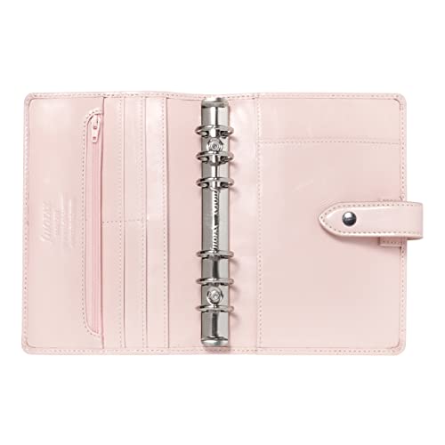 Filofax Malden Organizer, Personal Size, Pink - Tactile, Full-Grain Buffalo Leather, Six Rings, with Cotton Cream Week-to-View Calendar Diary, Multilingual, 2024 (C022616-24)