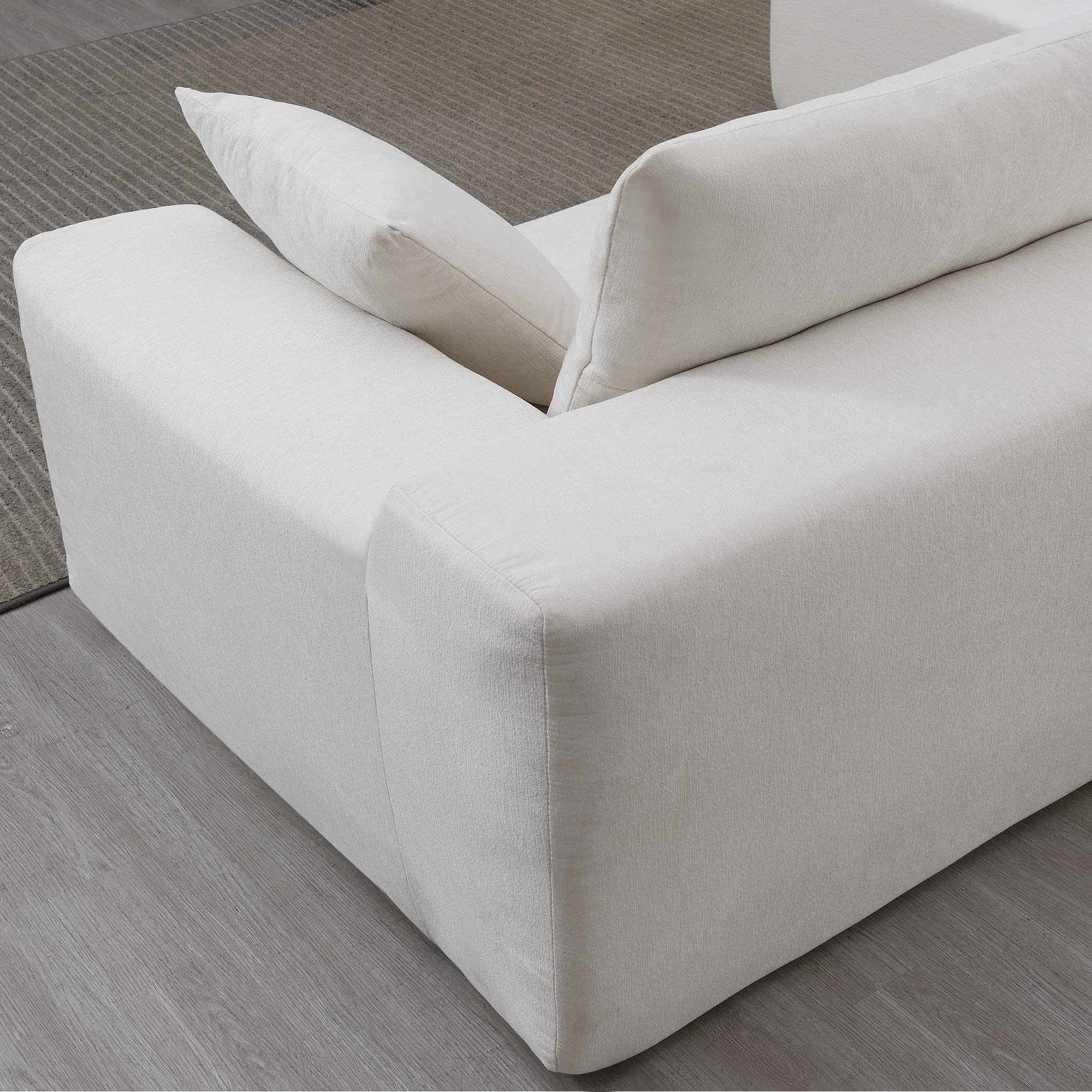 Olodumare 109" Two Section Modular Sectional Sofa, Oversize Convertible Modern L Shaped Corner Couch for Living Room, Chenille Fabric, Off White