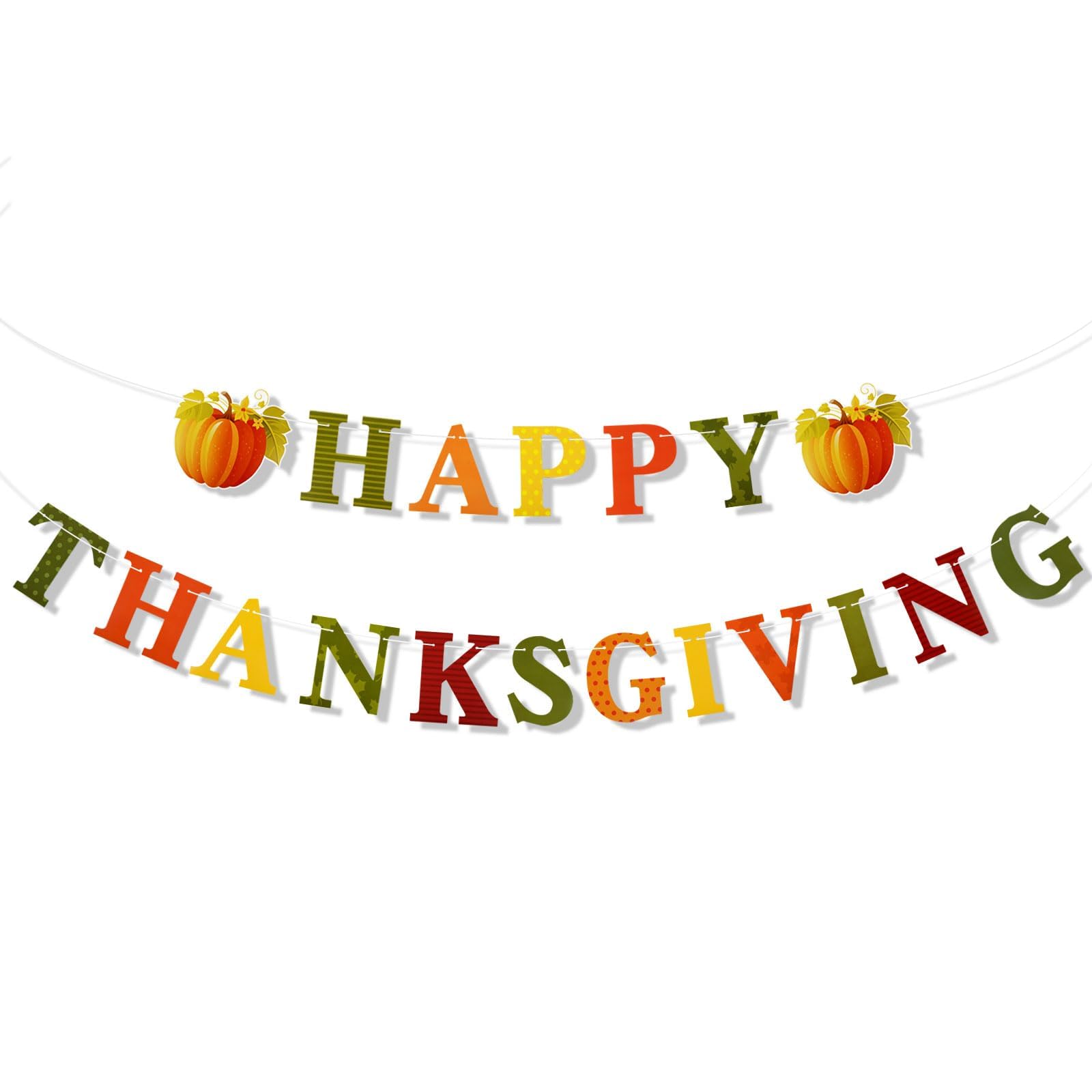 Happy Thanksgiving Banner Decorations Indoor Paper Thanksgiving Banner for Mantle Fireplace Colorful and Bright Thanksgiving Party Decorations