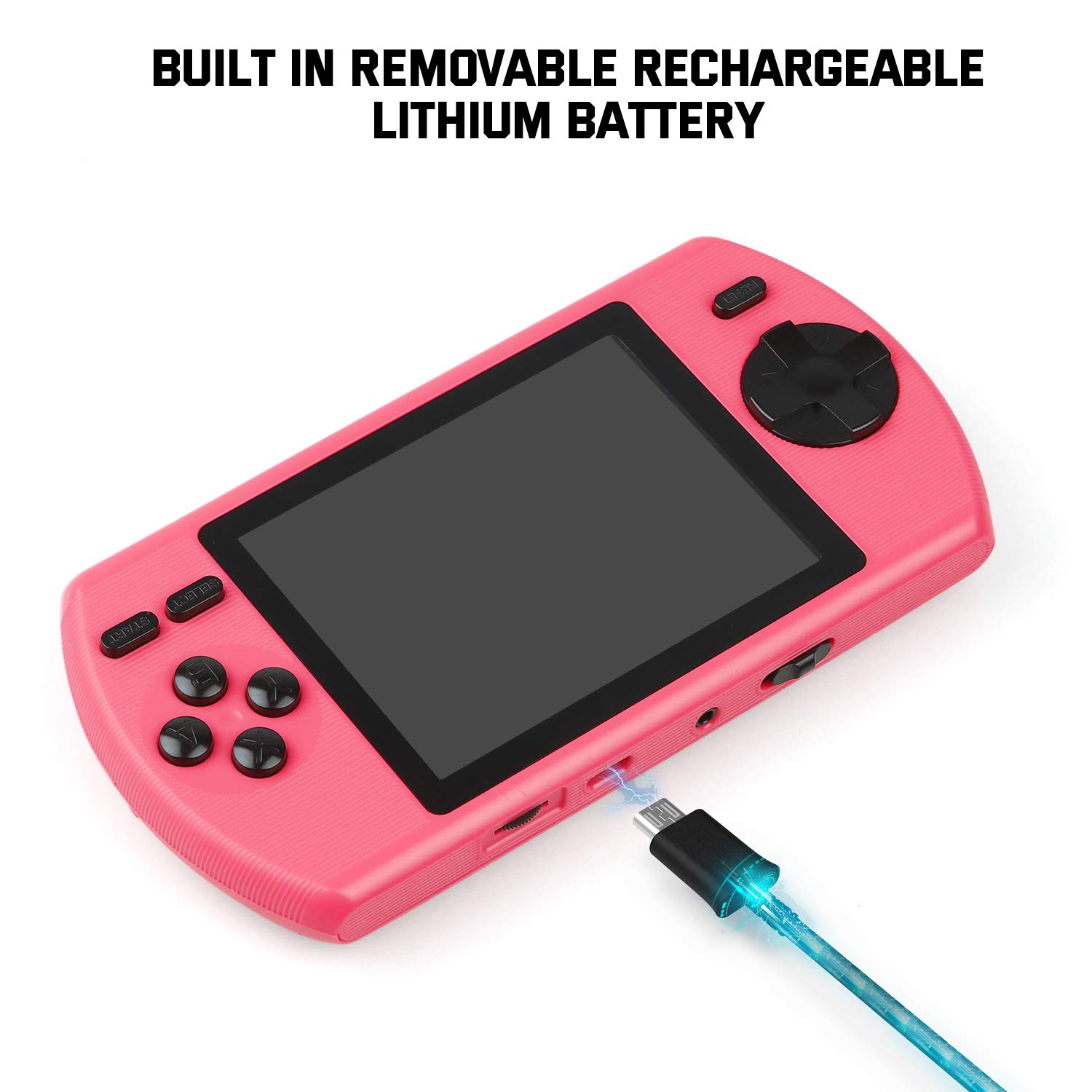 Handheld Game Console, Melusen 500 Classical FC Games 3.5-Inch Screen 1020mAh Rechargeable Battery Portable Retro Video Game Console Support for Connecting TV and Two Players