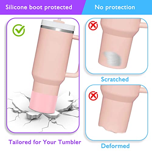 Zukro 2 Pack Silicone Boot for Stanley The Quencher H2.0 & IceFlow Flip Tumblers - Fits 20 oz, 30 oz, and 40 oz Quencher - Anti-Slip Bottle Bottom Bumper Sleeve Cover - Accessories for Stanley cup