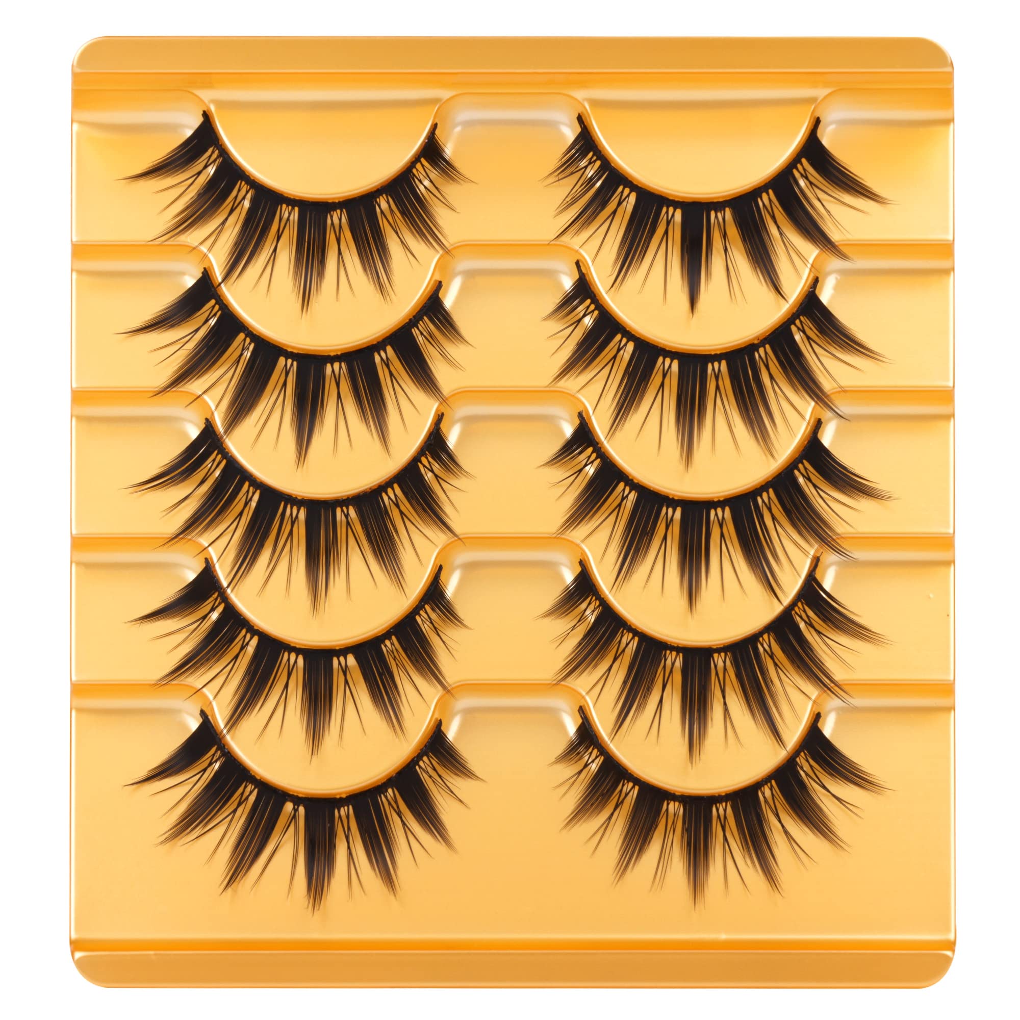 Manga Lashes Anime False Eyelashes Anime Spiky Fake Lashes Natural Wispy Doll Eye Lashes 5 Pairs Cosplay Mink Eyelashes Pack by wtvane