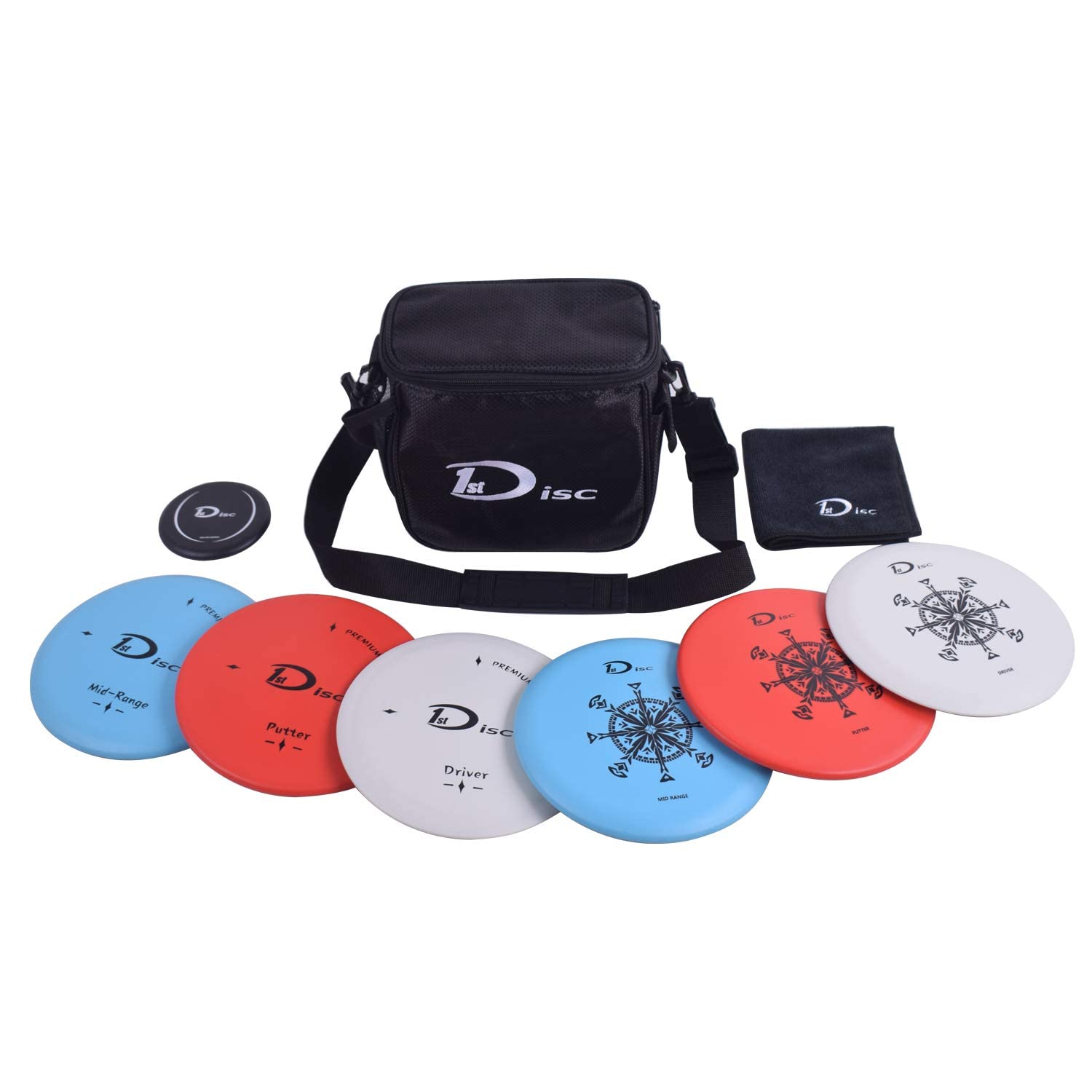 Disc Golf Starter Set-2 PCS Putter, 2 PCS Mid-Range, 2 PCS Driver, 1 Mini disc,1 Towel with Bag